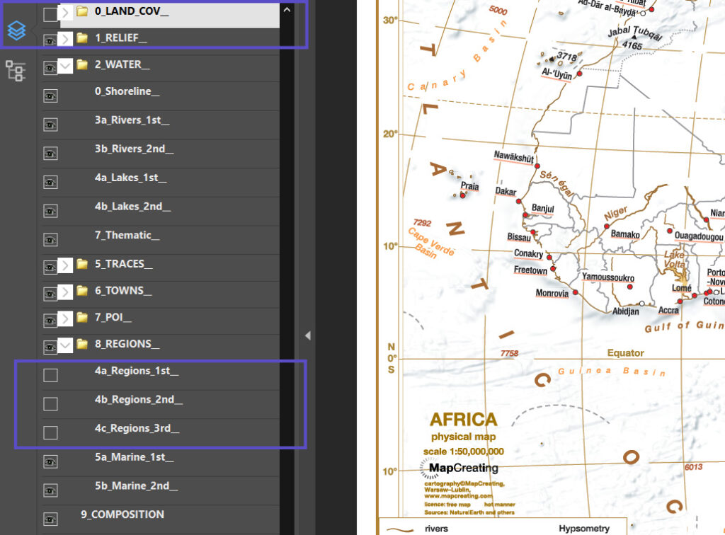 Free Africa map with pdf layers for AcrobatReader